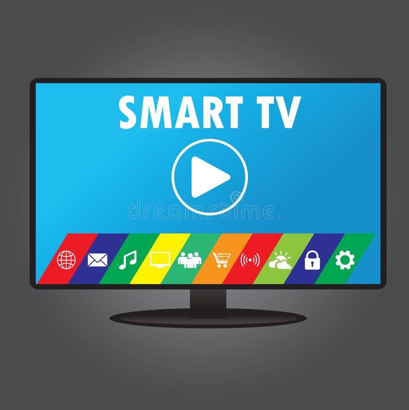 Smart TV HDTV Set Doodle stock vector. Illustration of entertainment ...