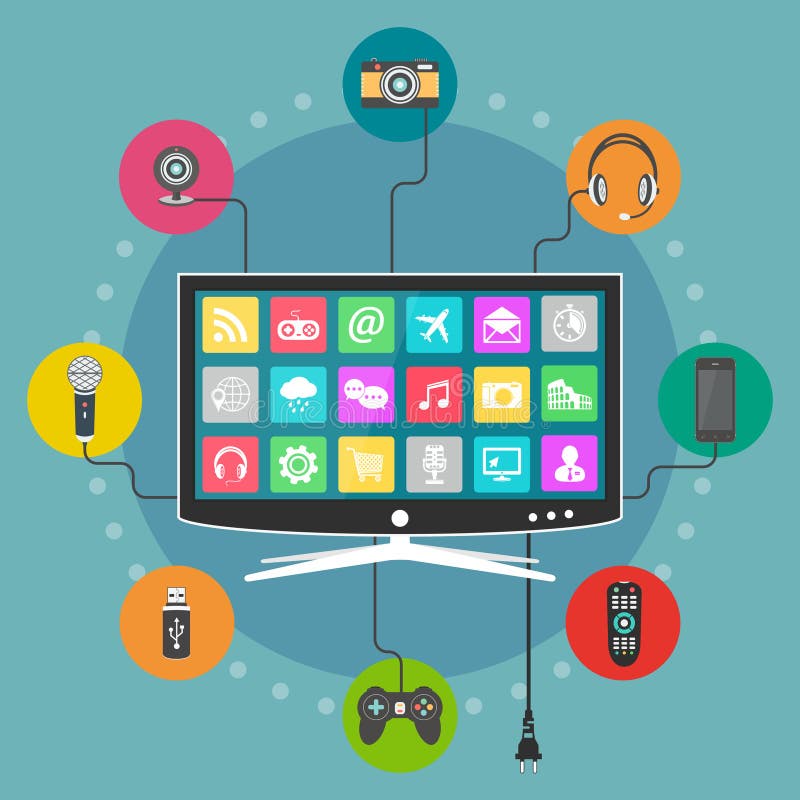 Smart TV Flat Design Vector Concept Stock Vector - Illustration of ...