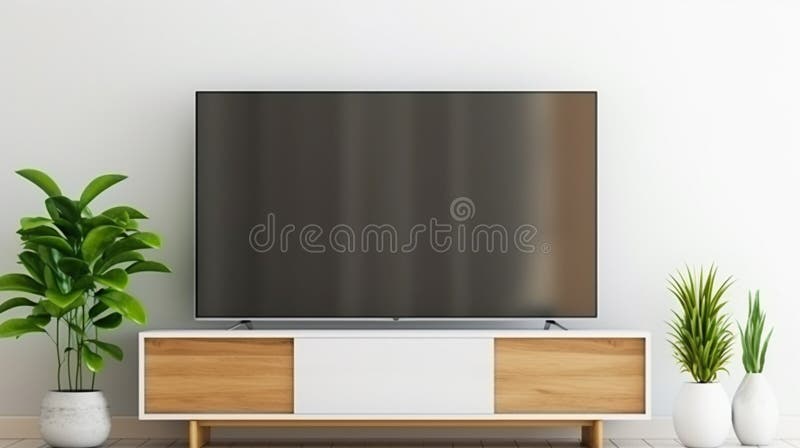 Smart TV Hanging on the Wall. Blank Screen for Your Design Stock ...