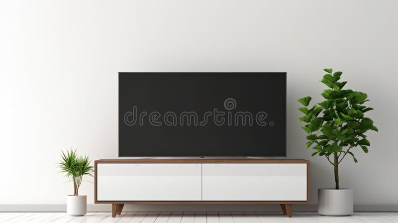 Smart TV Hanging on the Wall. Blank Screen for Your Design Stock ...