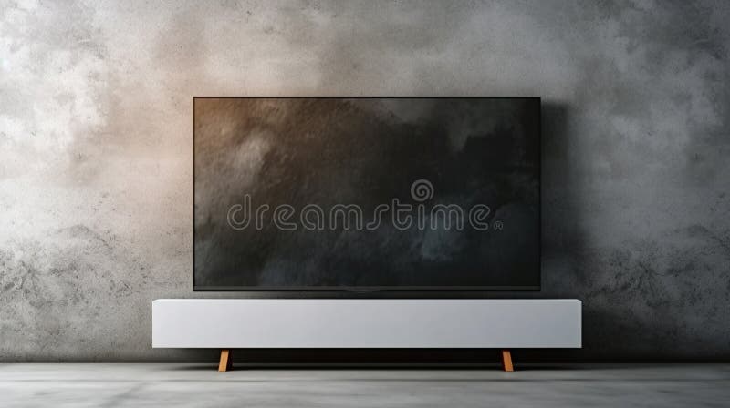 Smart TV Hanging on the Wall. Blank Screen for Your Design Stock ...