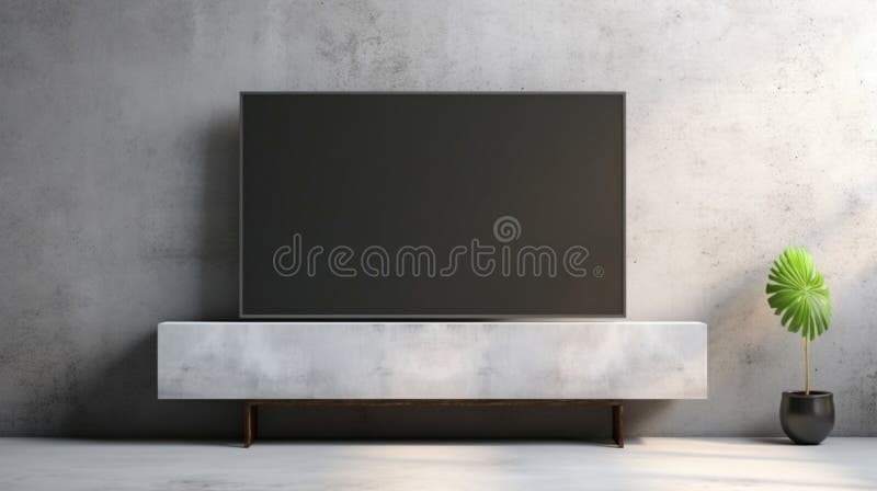 Smart TV Hanging on the Wall. Blank Screen for Your Design Stock ...