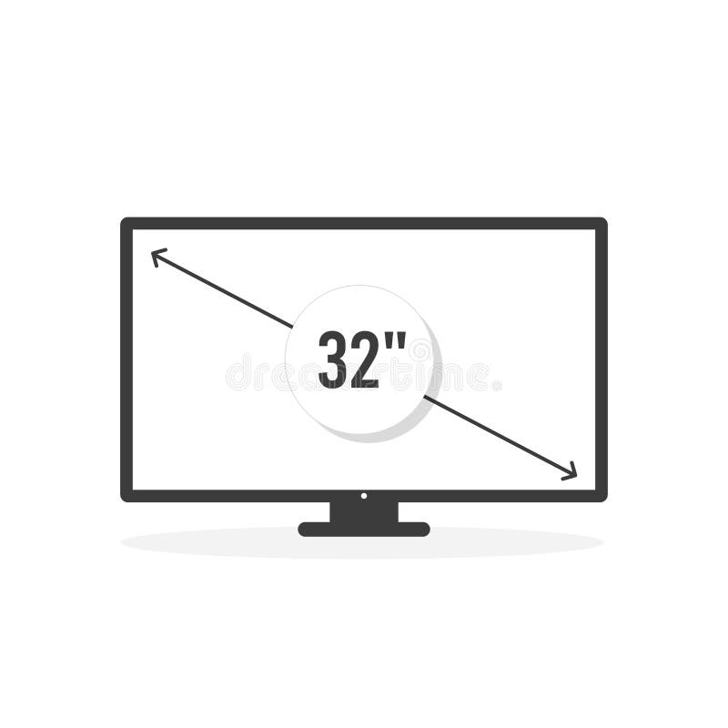 Smart TV Icon. Diagonal Screen Size 32 Inches. Vector Illustration ...