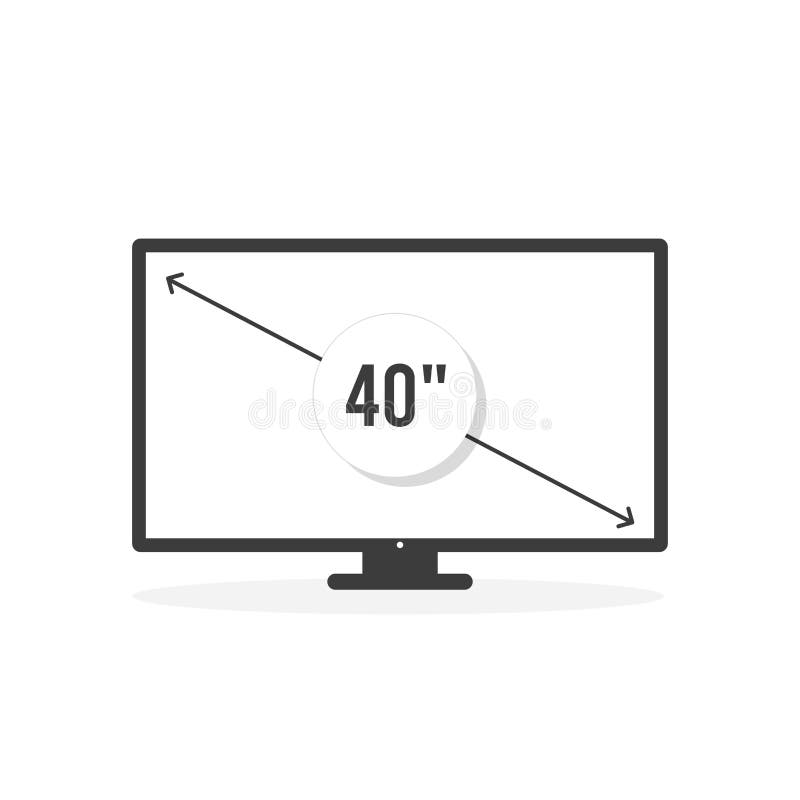 Smart TV Icon. Diagonal Screen Size 40 Inches. Vector Illustration ...