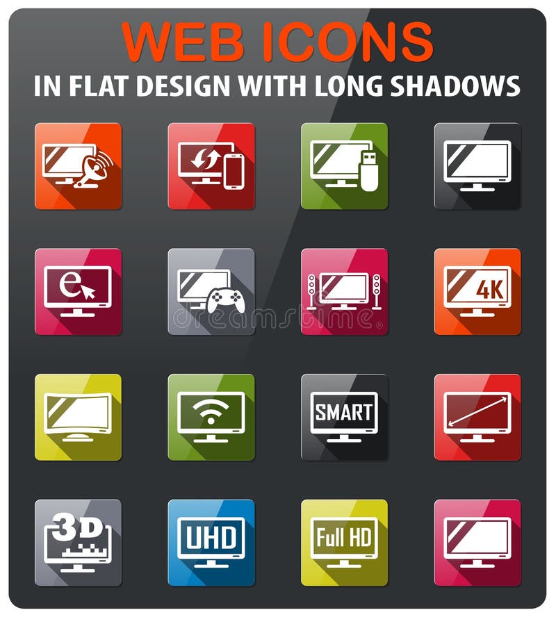 Smart tv icon set stock illustration. Illustration of speakers - 88703115