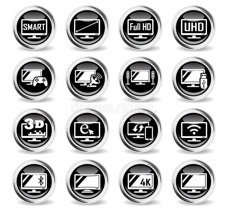 Smart tv icon set stock illustration. Illustration of round - 88575014