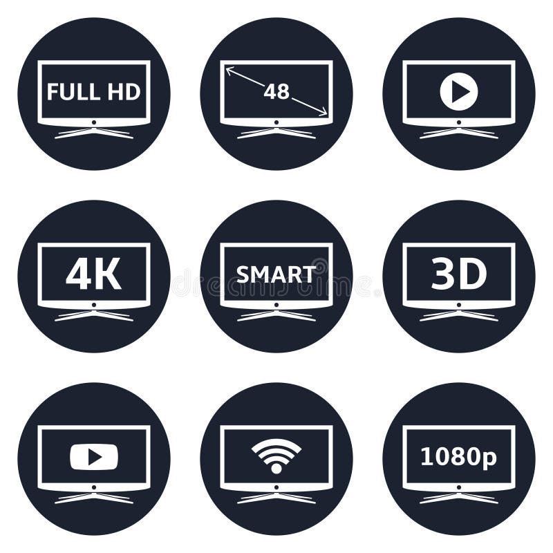 Smart tv icons stock vector. Illustration of pictogram - 108356274