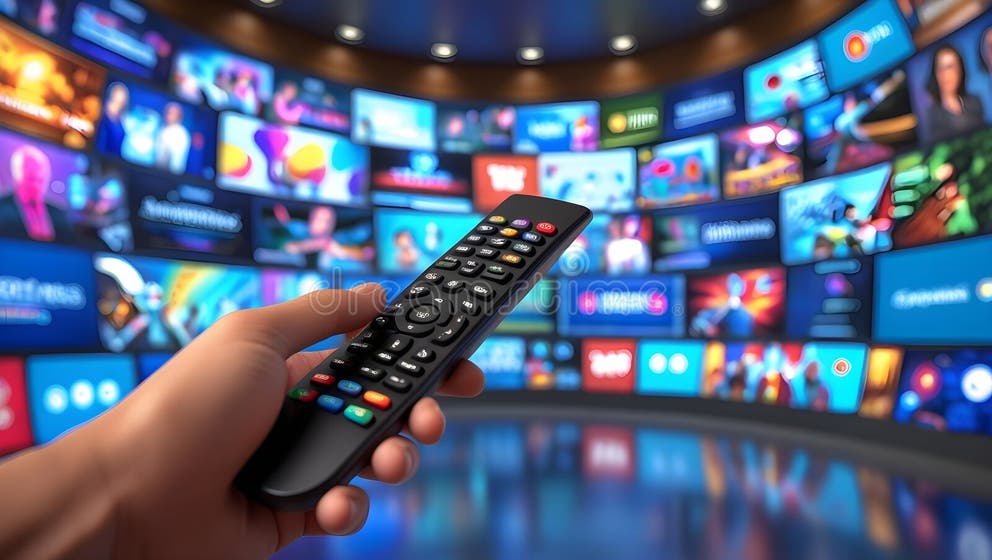 Smart TV Interface with Streaming Channels and Remote Control Stock ...