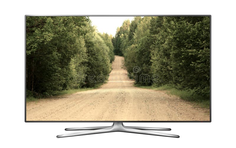 Smart TV with Dirt Road on the Screen Stock Photo - Image of driveway ...