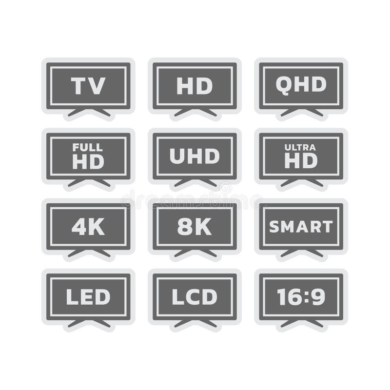 Smart Tv and 8K Vector Labels Stock Vector - Illustration of vector ...