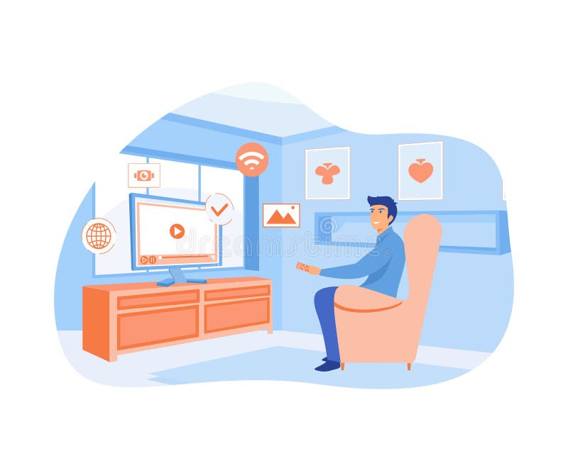 Smart TV. Menu Smart TV on Laptop Stock Vector - Illustration of ...