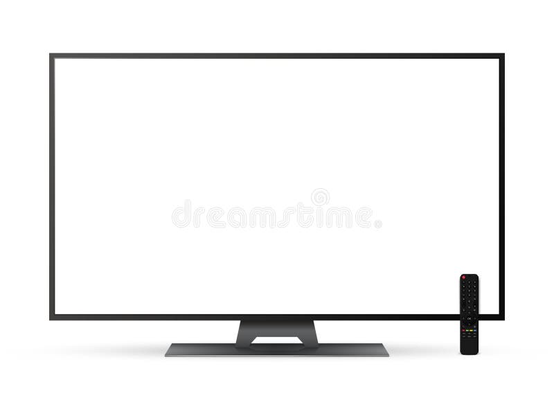 Smart Tv Mockup. Blank Television Screen with Remote Control Stock ...