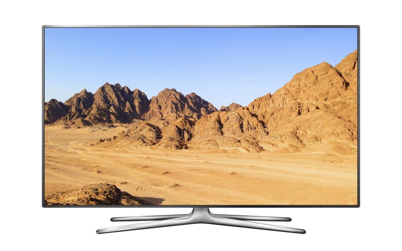 Smart TV with Mountain Landscape Stock Photo - Image of flat, egypt ...