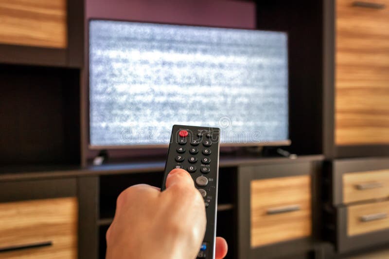 TV Remote Control, Interference on Screen Television Set Stock Image ...