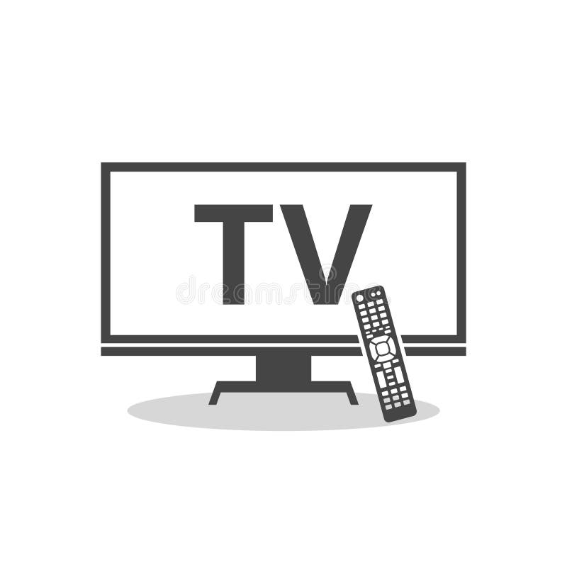 Smart TV and Remote Control Icon Sign with Shadow Stock Illustration ...