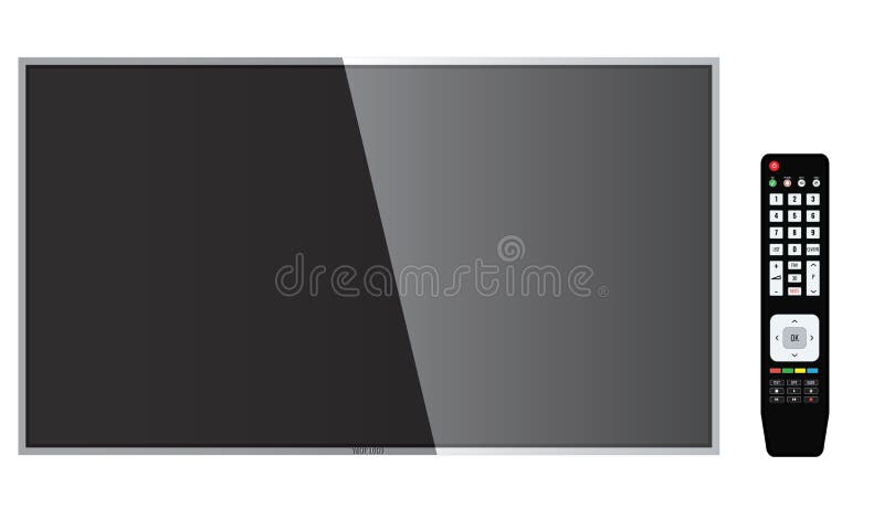 Smart TV with Remote Control Mock-up, Vector Screen Stock Vector ...
