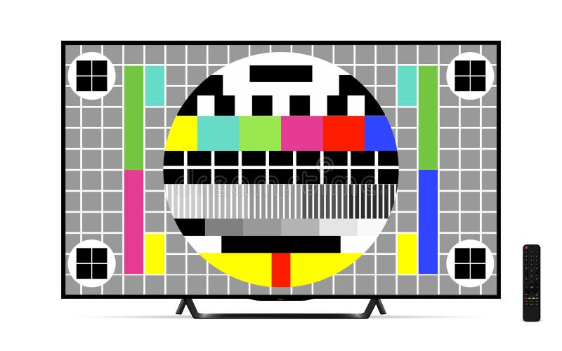 Smart Tv with Remote Control and Test Pattern Screen Stock Illustration ...