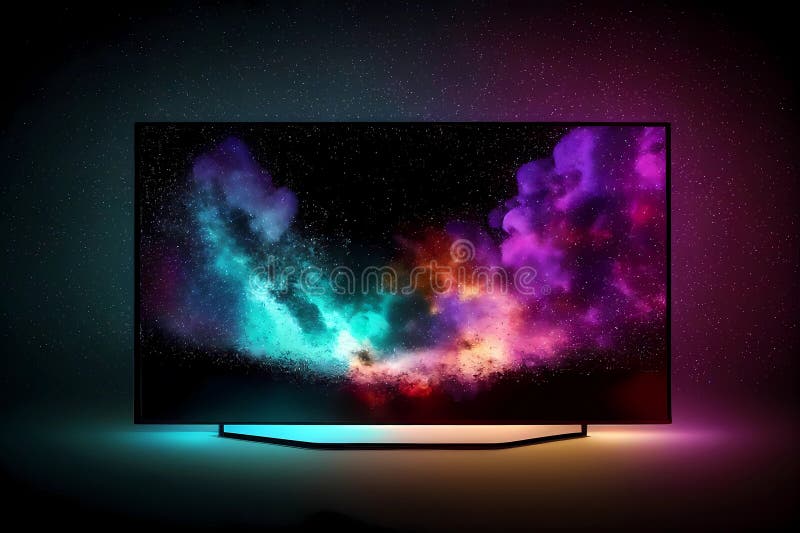 Smart Tv Screen Front with Led Lights. Generative Ai Stock Illustration ...