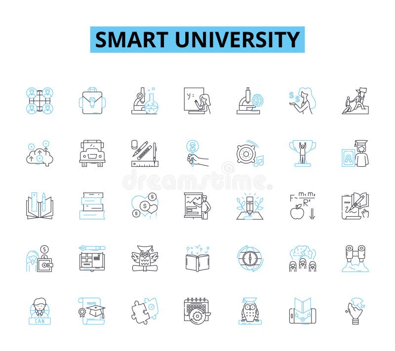 Smart University Linear Icons Set. Efficiency, Innovation, Technology ...