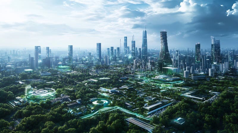 Smart Urban Landscape, Ai Powered Management, Efficient Living ...