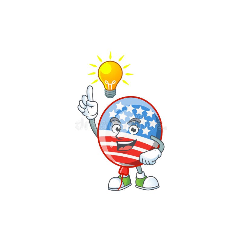 Smart USA Stripes Balloon Cartoon Character Has an Idea Stock Vector ...