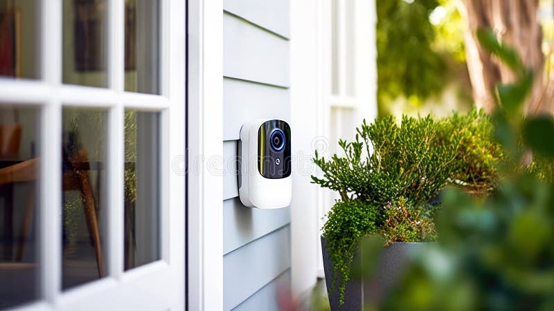 A Smart Video Surveillance Camera is Installed on the Wall of a House ...