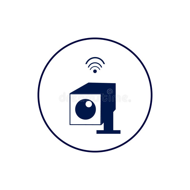 Smart Video Surveillance Icon Illustration. Camera with Wi-fi Symbol ...