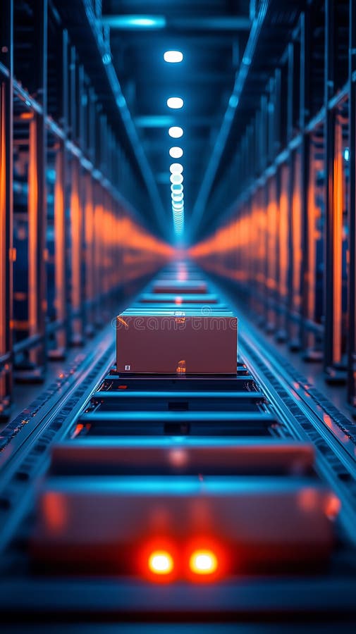 Smart Warehouse Automation System with Glowing Conveyors and Package ...