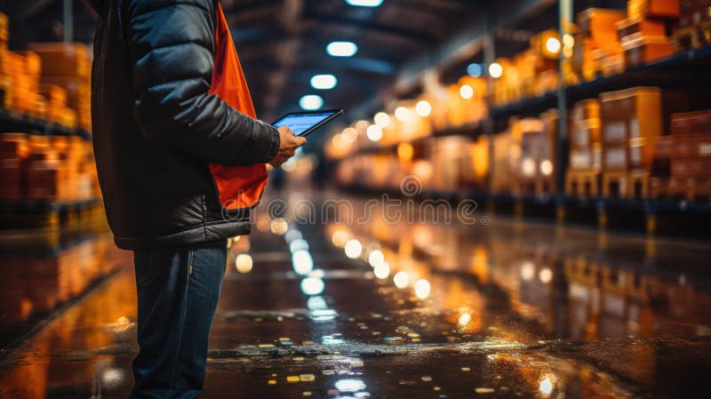 Smart Warehouse Management System and Future Technology Stock Illustration - Illustration of ...