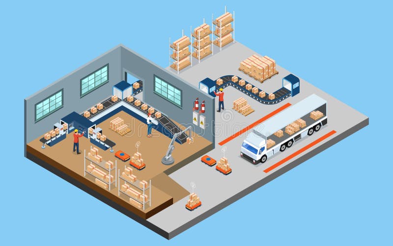 Smart Warehouse Technology and Automated Warehouse Robots Concept with ...