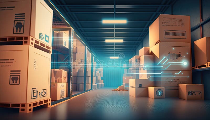 Smart Warehouse There is a Product Box and a Light Line To Indicate the ...