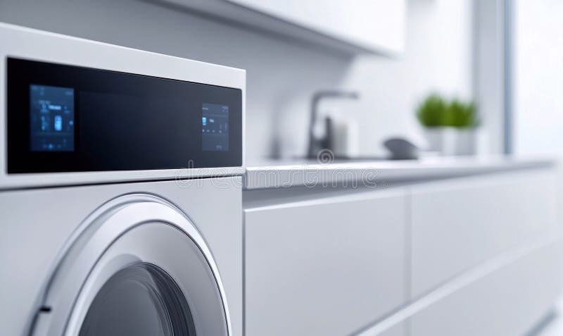 Smart Washing Machine with Futuristic Digital Controls Stock ...
