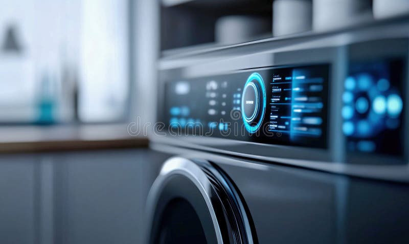 Smart Washing Machine with Futuristic Digital Controls Stock ...