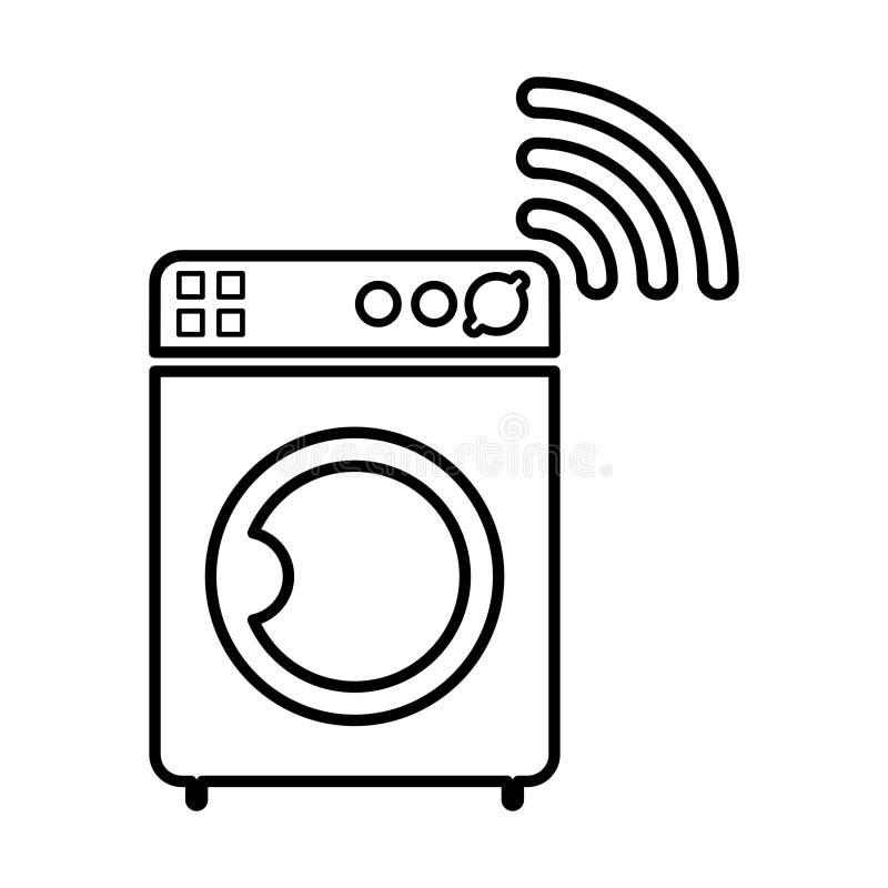 Smart Washing Machine Icon in Outline Style Stock Vector - Illustration ...