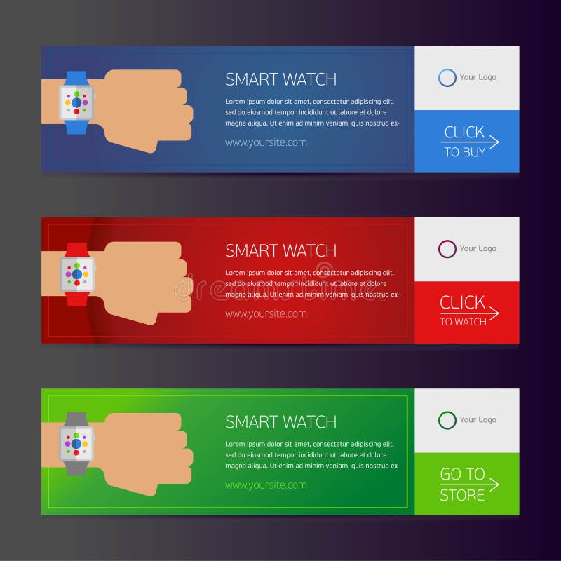 Smart Watch Banner Design or Vector Website Header Stock Vector ...