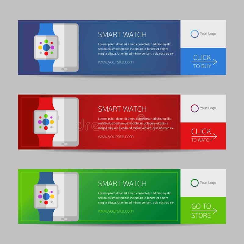 Smart Watch Banner Design or Vector Website Header Stock Vector ...