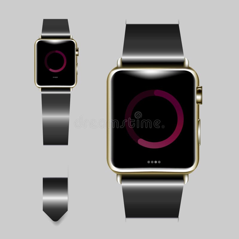 Smart Watch with Black Band Stock Vector - Illustration of message ...