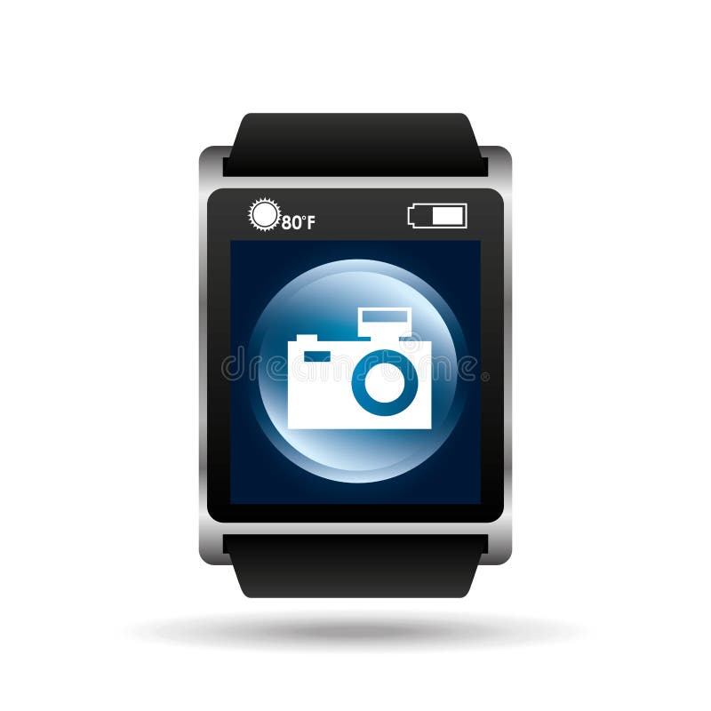 Smart Watch Blue Screen Camera Icon Media Stock Illustration ...