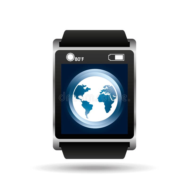 Smart Watch Blue Screen Global Icon Media Stock Vector - Illustration ...