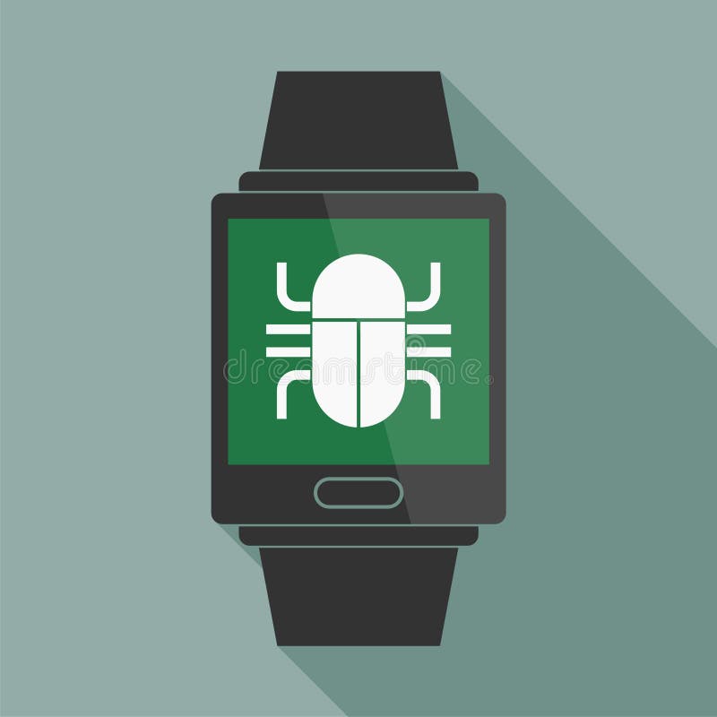 Smart watch with bug stock vector. Illustration of gold - 127021636