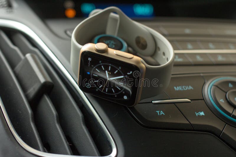Smart Watch on Car Dashboard Stock Photo - Image of speed, luxury: 83426870