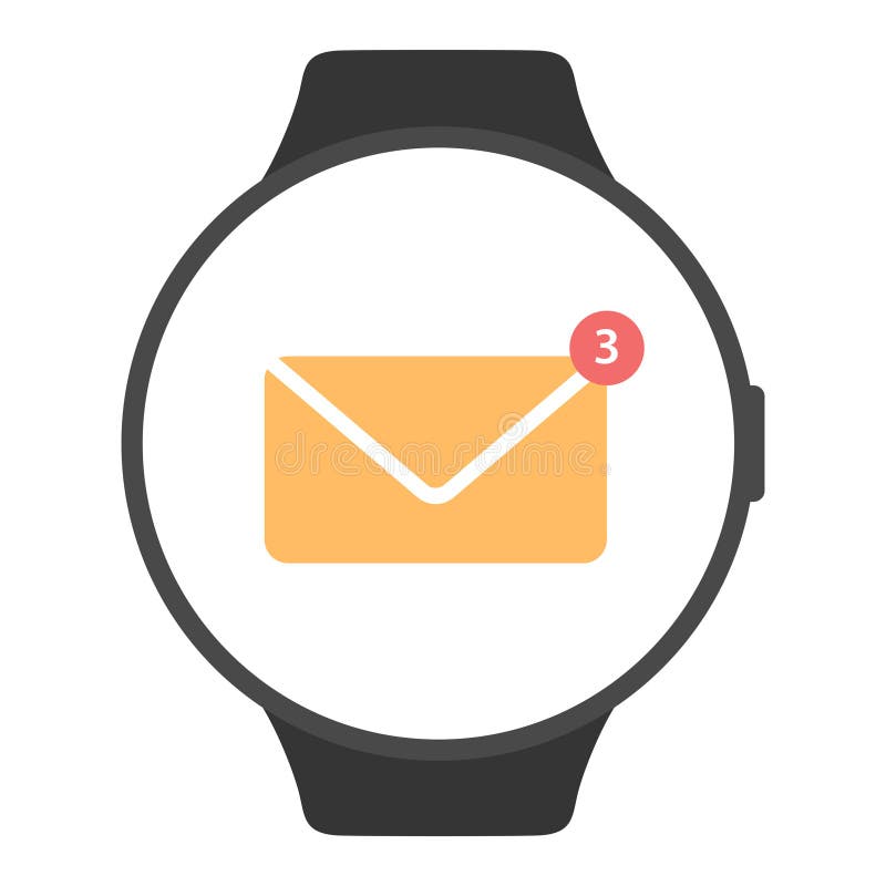 Smart Watch Circle Screen with Email Notification Icon. Vector Stock ...