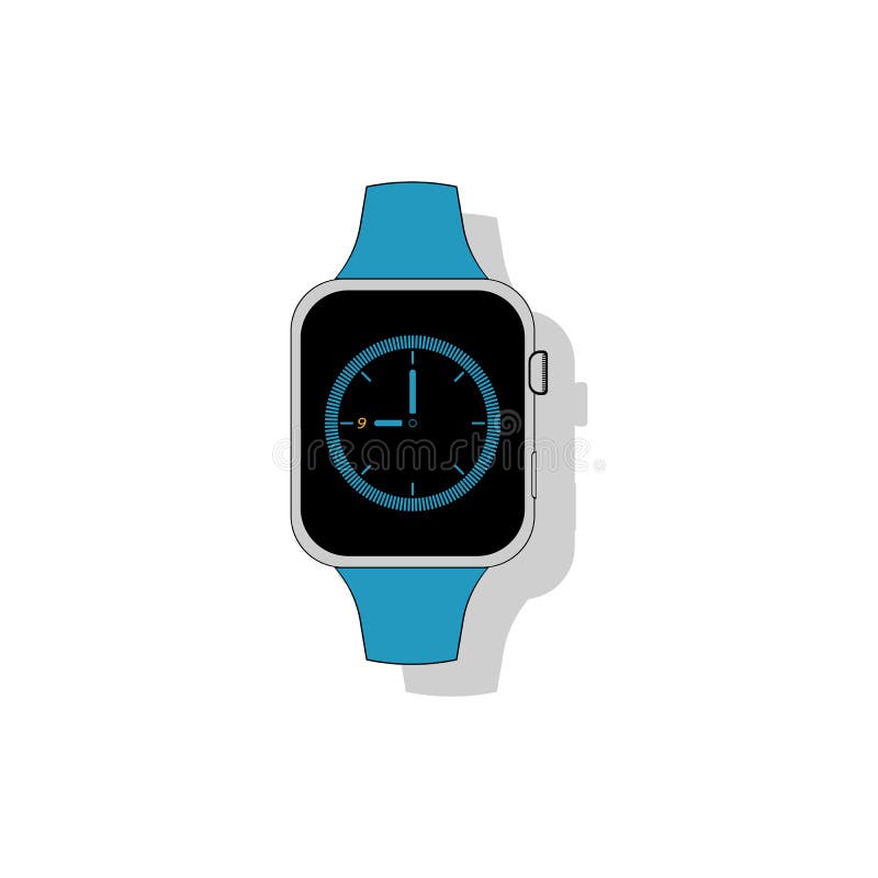 Smart Watch Colored Blue with Shadow. Vector EPS10 Stock Illustration ...