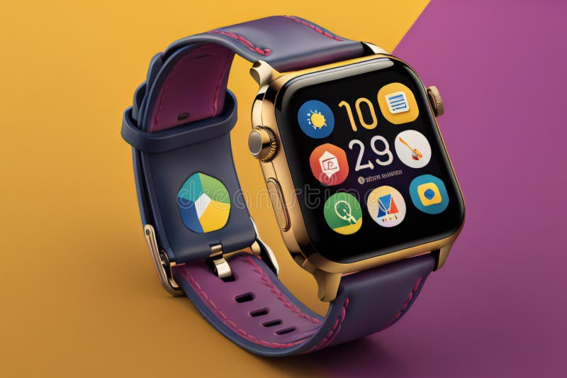 Smart Watch with Colorful Icons on the Screen. Generative Ai Stock ...