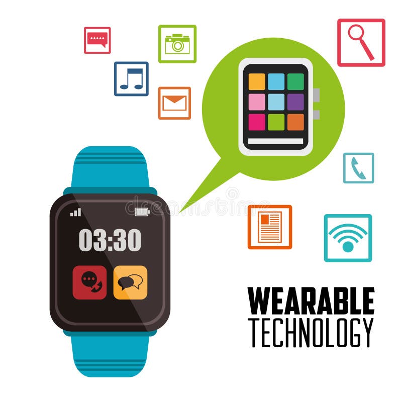 Smart Watch Communication Message Wearable Technology Stock Vector ...