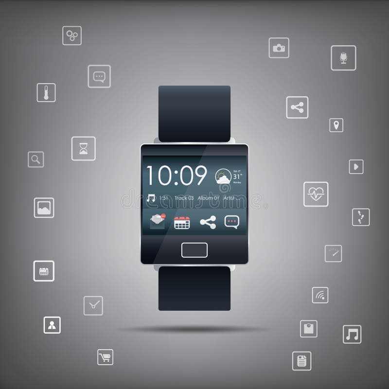 Smart Watch Concept Infographics with Round Shape Stock Vector ...
