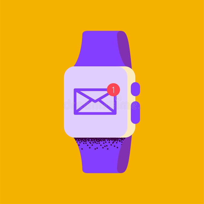 Smart Watch Concept with Mail Icon on Its Screen. Stock Vector ...