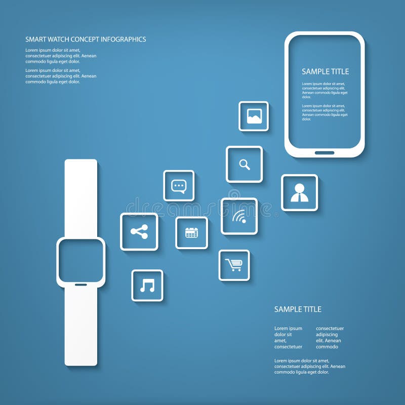 Smartwatch with Colorful Ecommerce Icons Stock Vector - Illustration of ...