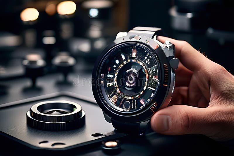 Smart Watch Dial Analysis a Camera Mounted on a Watchmakers Benc Stock ...