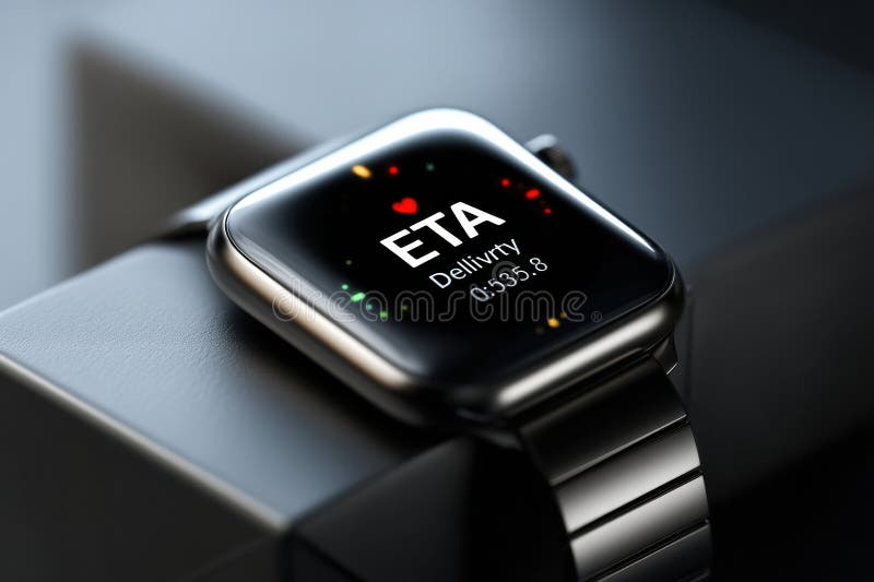 Smart Watch Display Showing Delivery Estimated Time of Arrival with ...